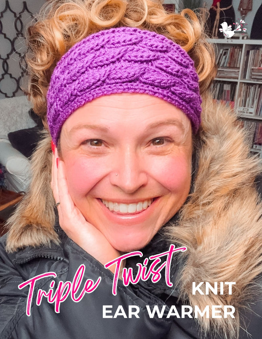 Triple Twist Knit Ear Warmer Pattern – Cable Knit Headband PDF – Marly Bird
